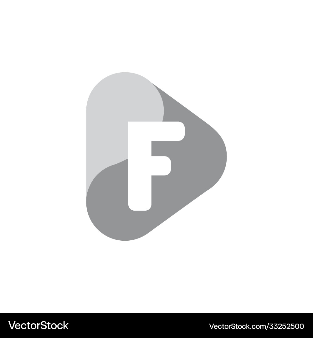 Letter f symbol triangle negative space logo Vector Image