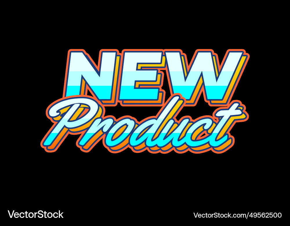 New product text effect in white blue color Vector Image