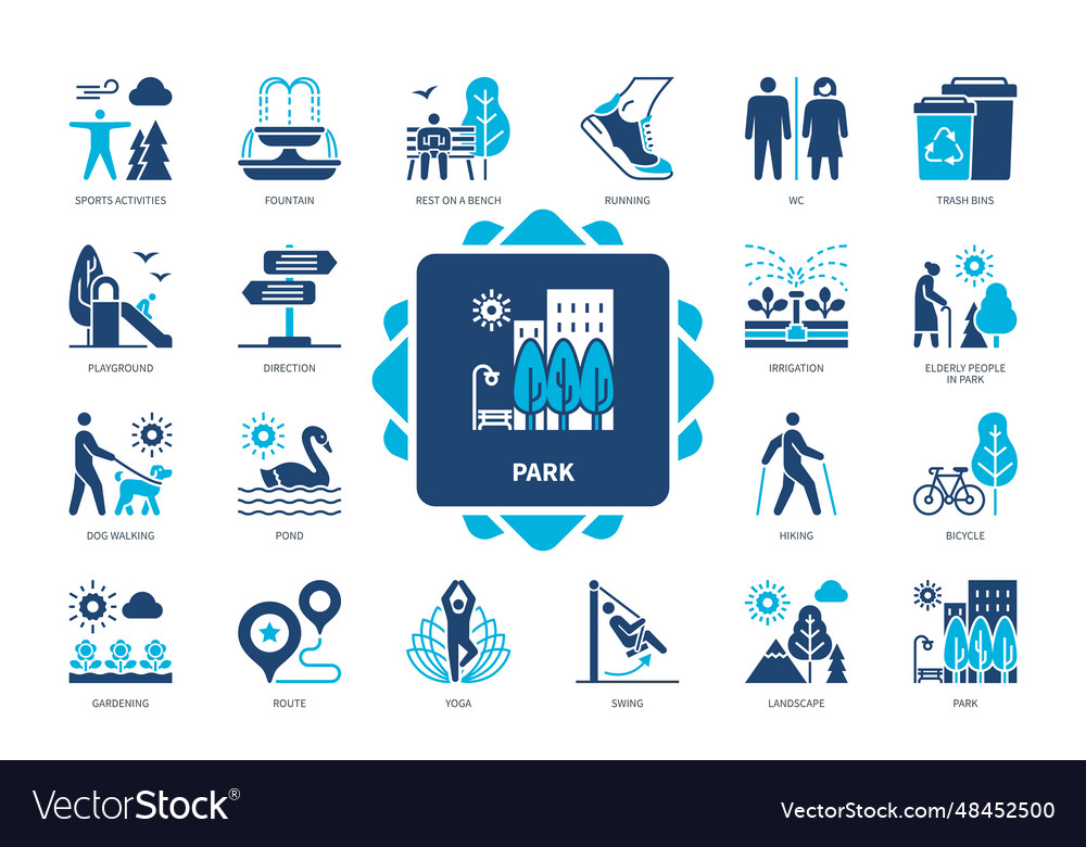 Park solid icon set Royalty Free Vector Image - VectorStock
