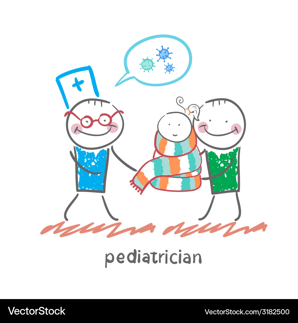 Pediatrician standing next to his father Vector Image