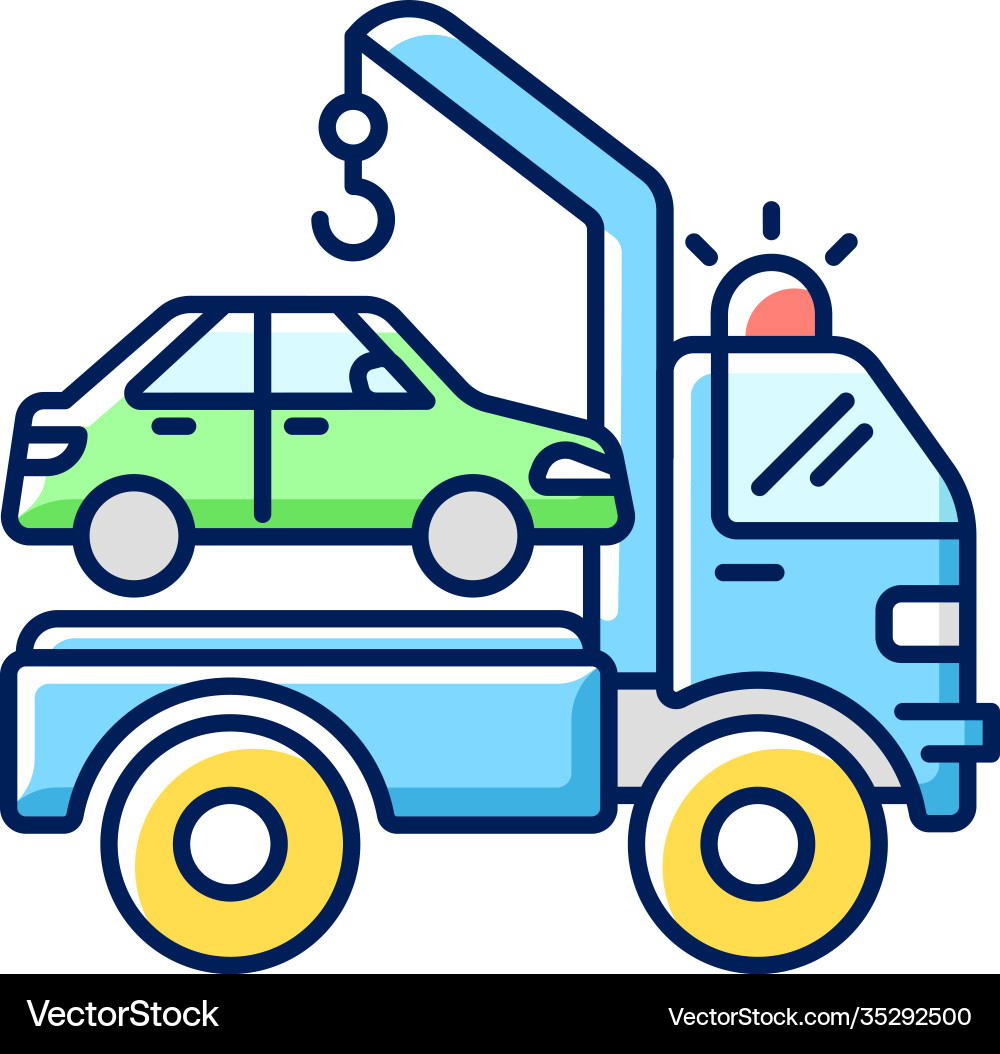Towing service rgb color icon Royalty Free Vector Image