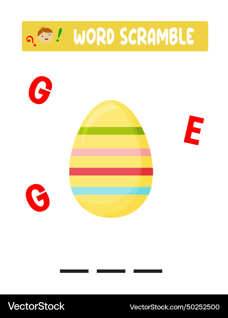 Word scramble kids educational games easter game Vector Image