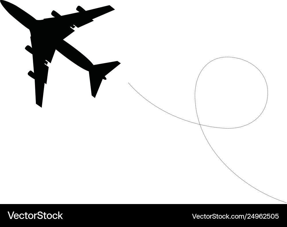Aeroplane and trail icon silhouette Royalty Free Vector