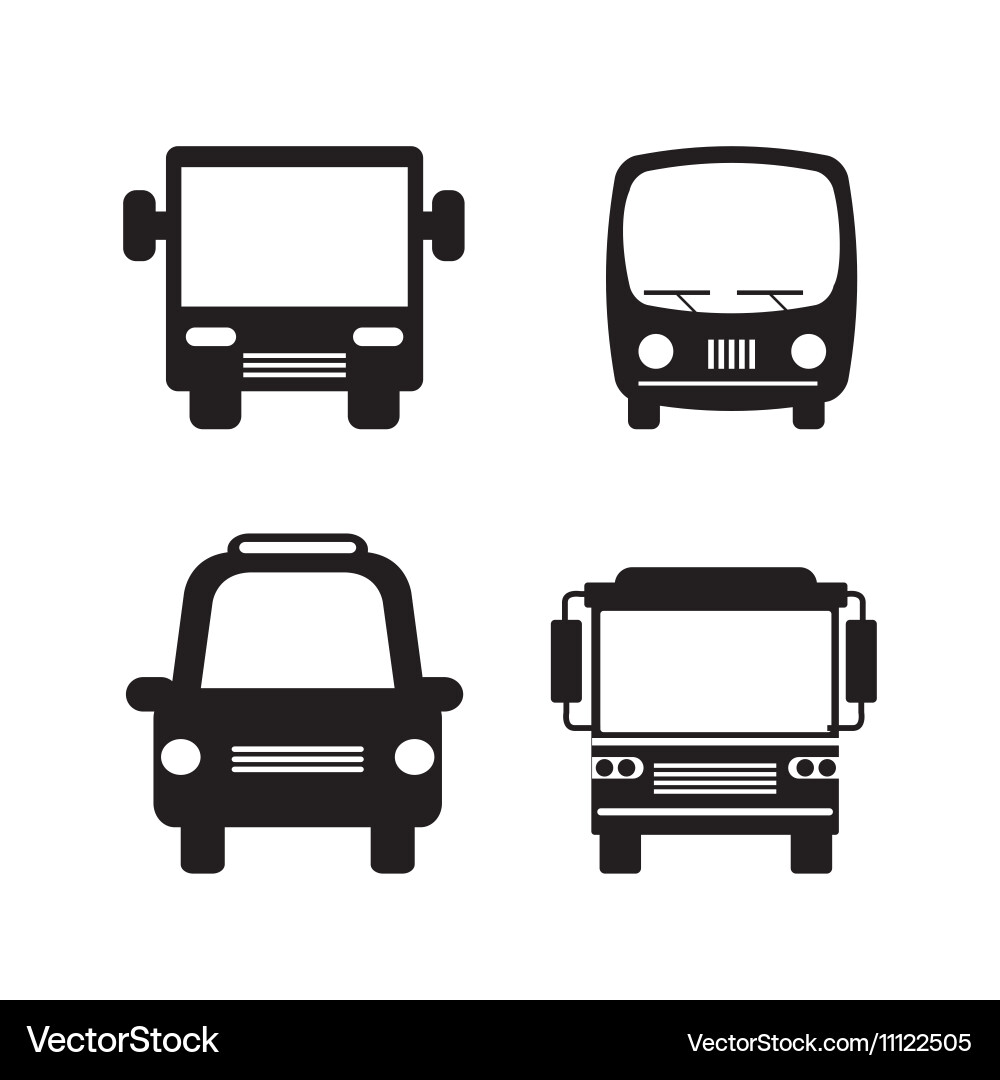 Bus service set isolated icons Royalty Free Vector Image