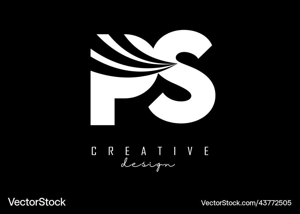Creative white letters ps p s logo with leading Vector Image