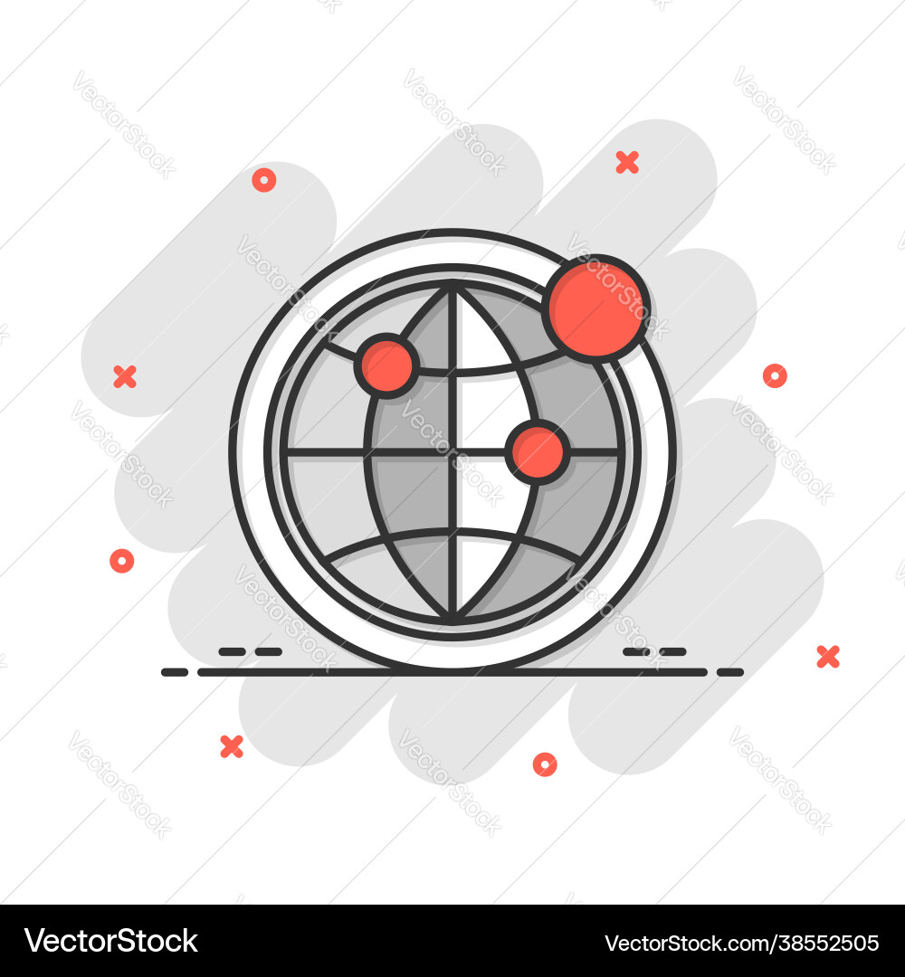 Earth planet icon in comic style globe geographic Vector Image