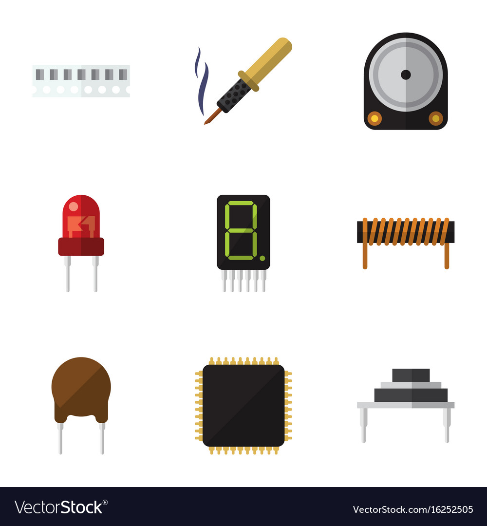 Flat icon technology set of memory hdd cpu Vector Image