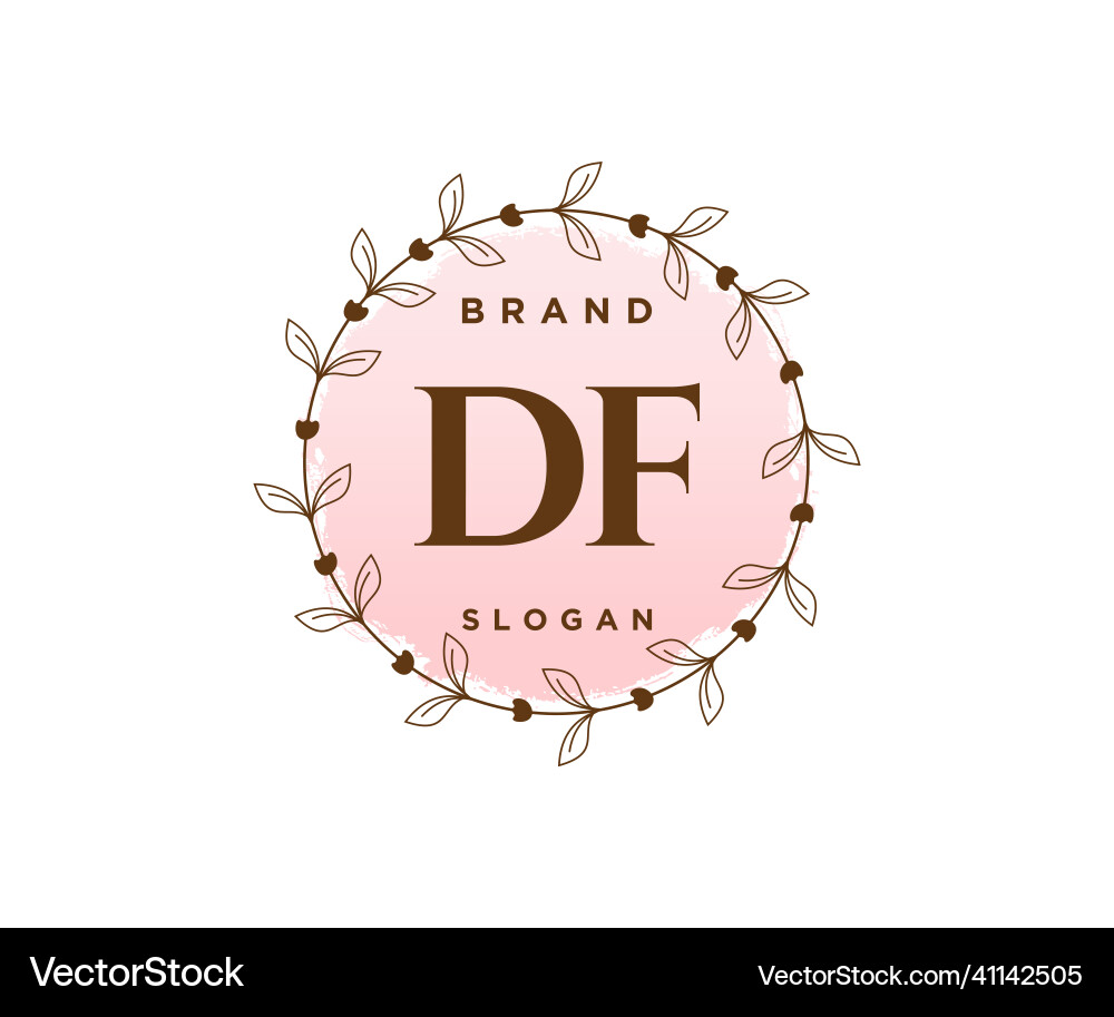 Initial df feminine logo usable for nature salon Vector Image