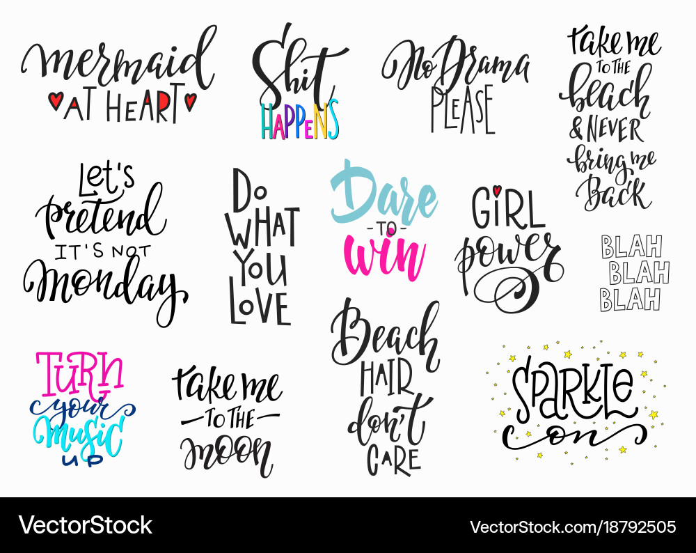 Lettering photography overlay set Royalty Free Vector Image
