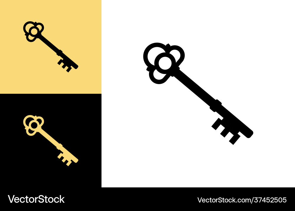 Old key house icon logo silhouette Royalty Free Vector Image