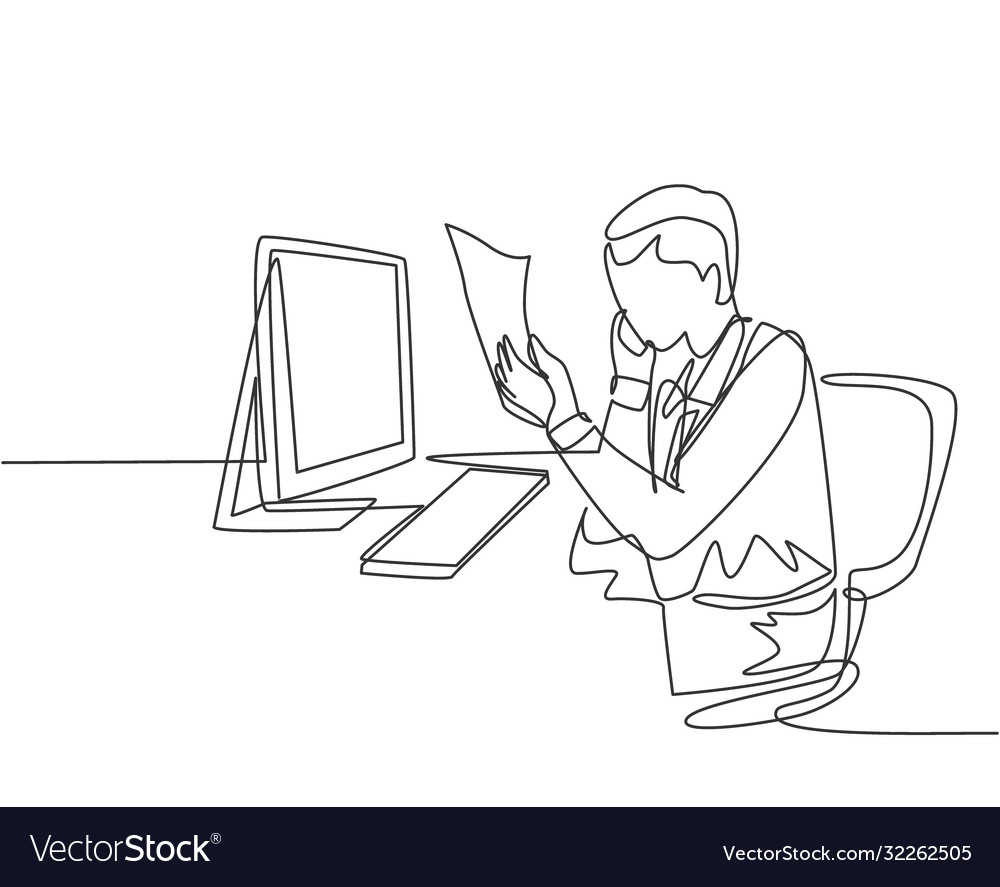 Report validation concept one single line drawing Vector Image Report validation concept one single line drawing Vector Image