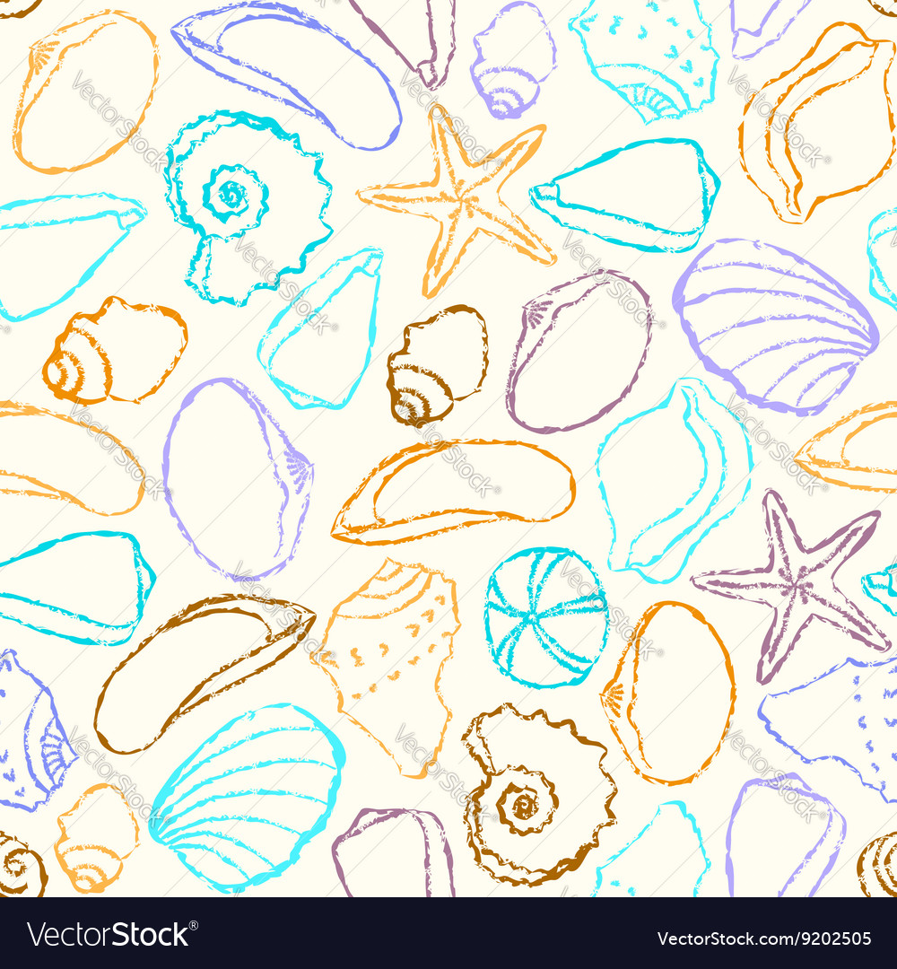Seamless pattern with sea shells Royalty Free Vector Image