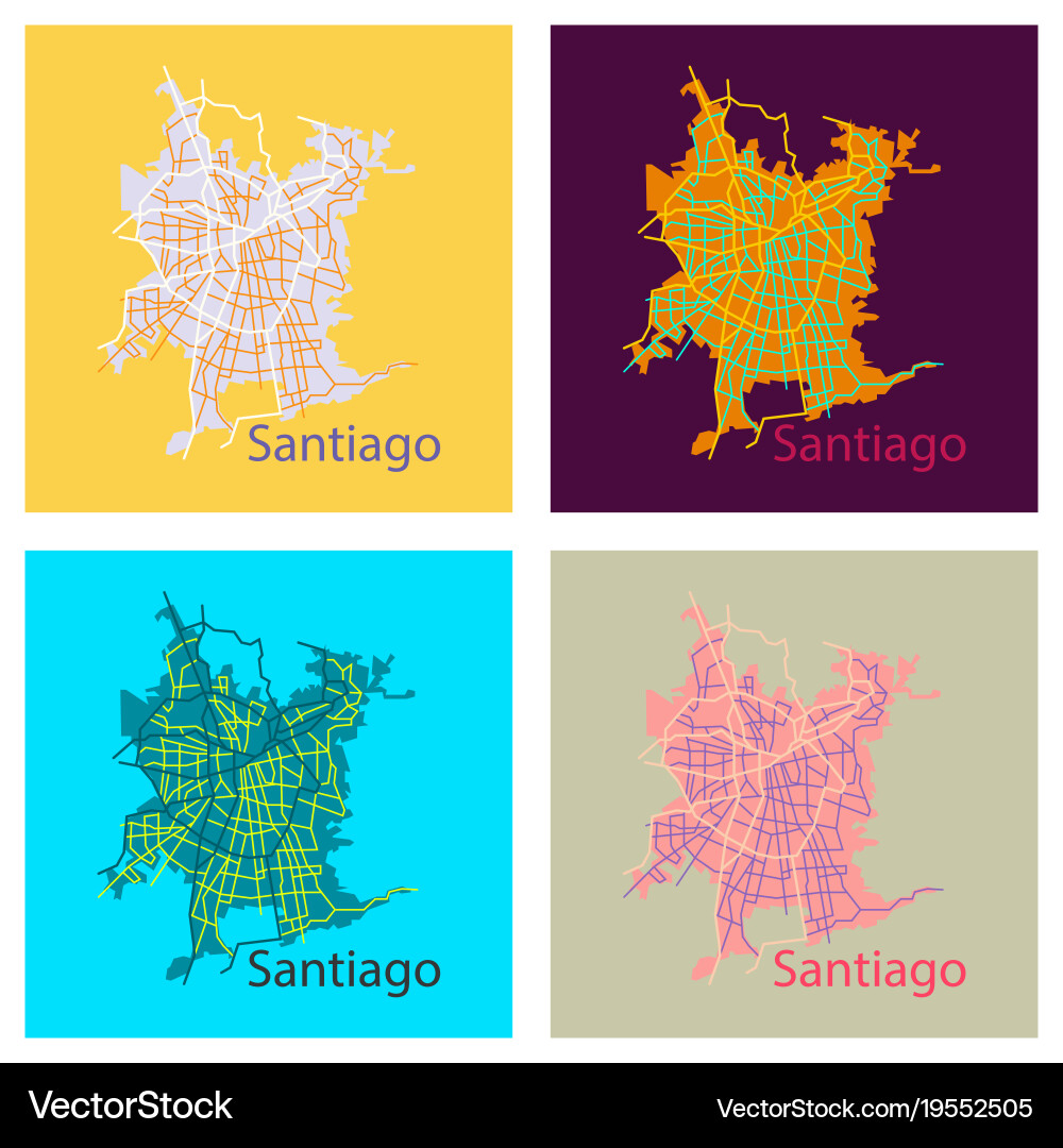 Set of flat road and administrative map Royalty Free Vector