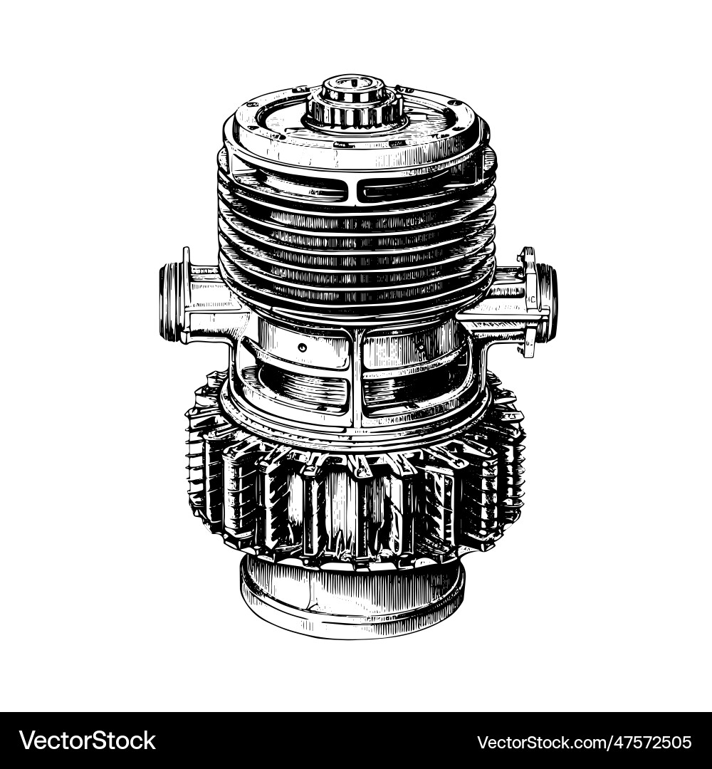 Transmission drawing isolated hand drawn engraved Vector Image