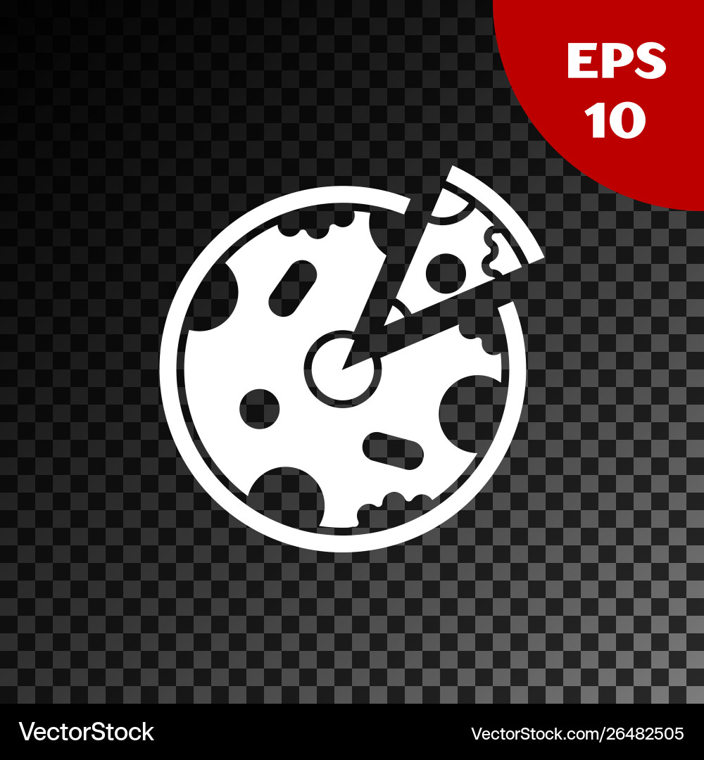 White pizza icon isolated on transparent dark Vector Image
