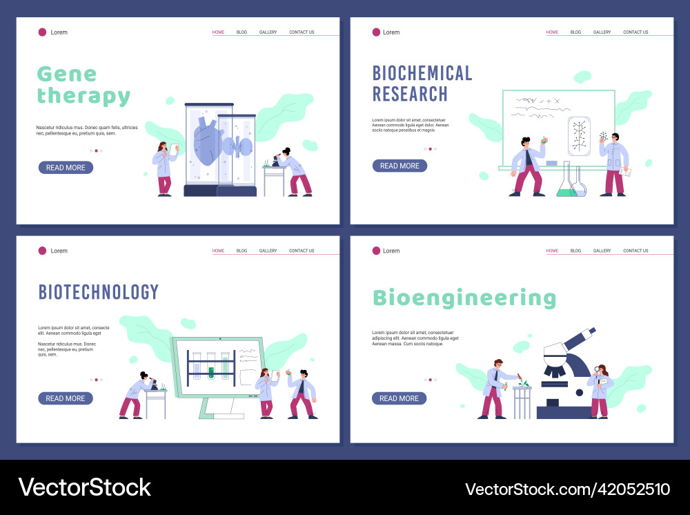 Biochemical and genetic research web banners Vector Image