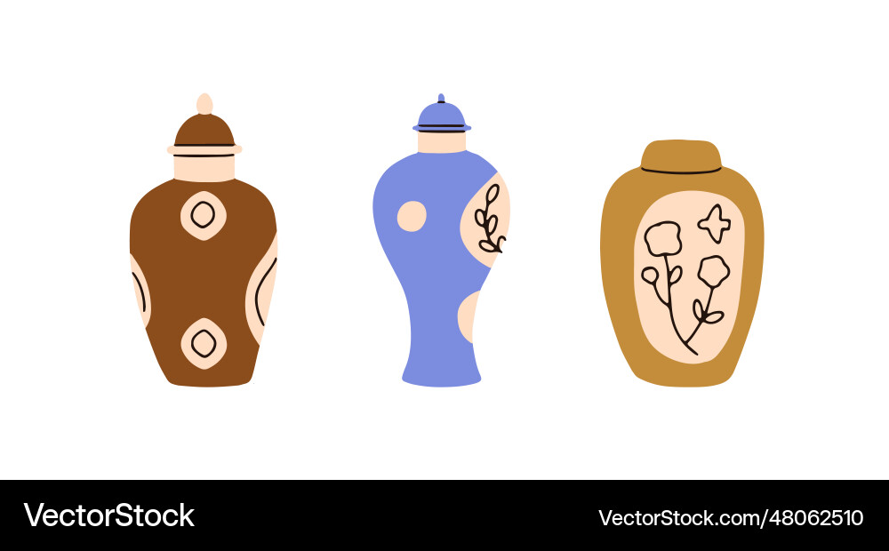 Ceramic pottery vase tall pot jug painted Vector Image