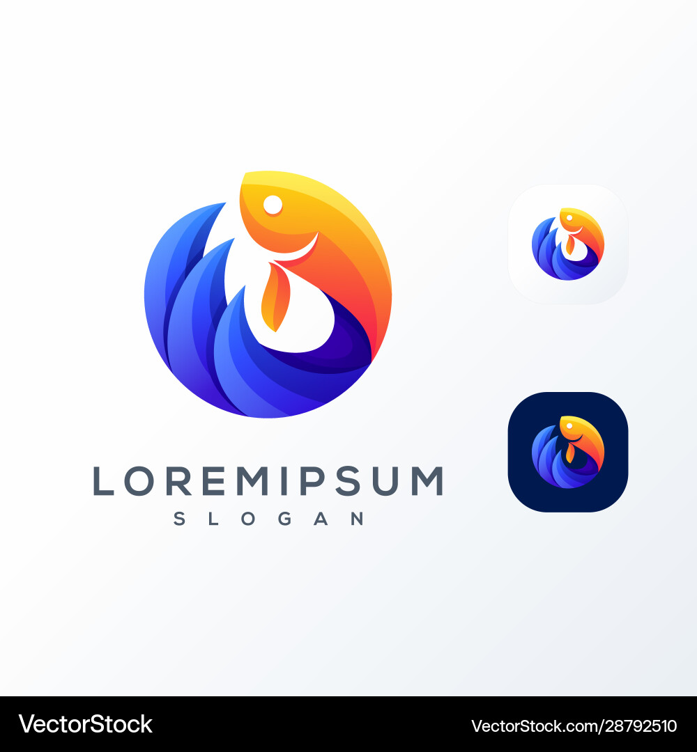 Colorful fish wave logo design ready to use Vector Image