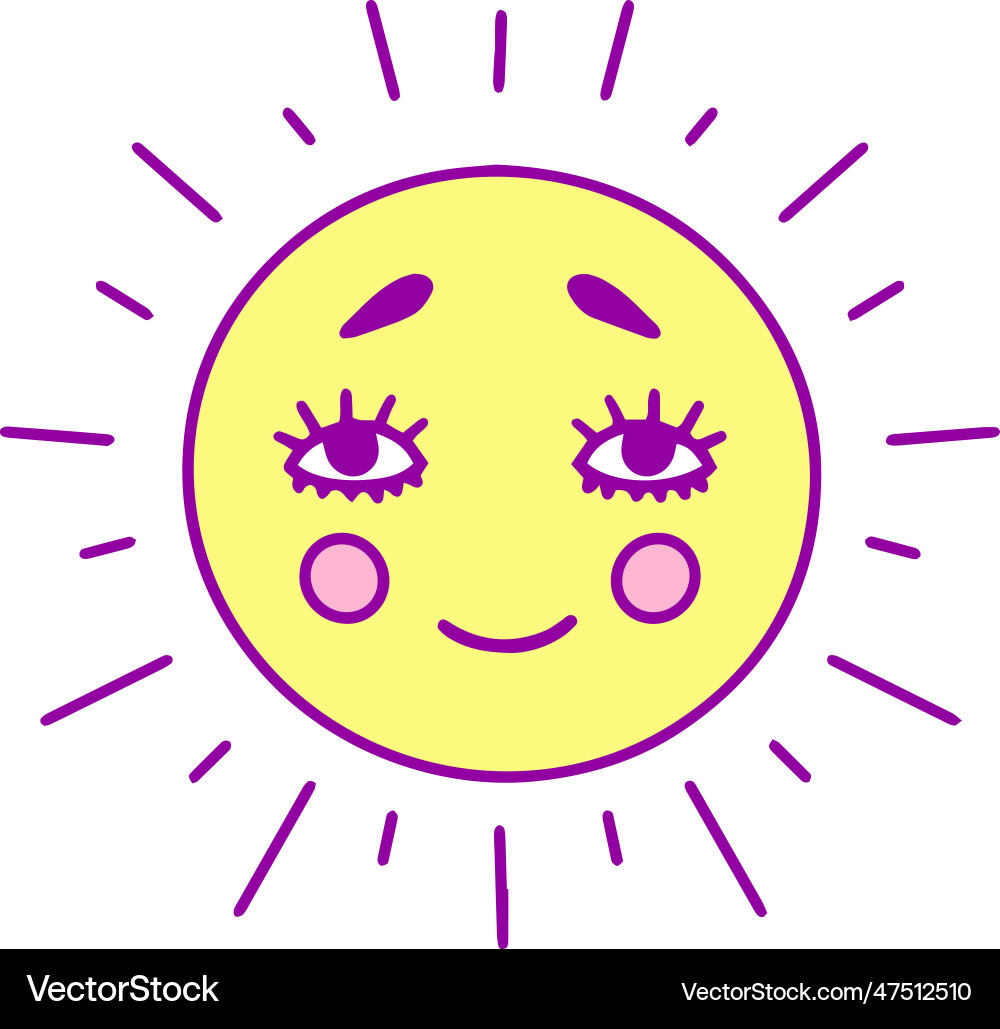 Cute kawaii sun character Royalty Free Vector Image