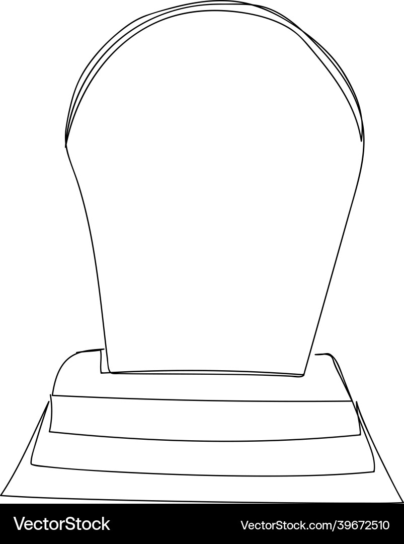 Headstone on cemetery one line art continuous Vector Image