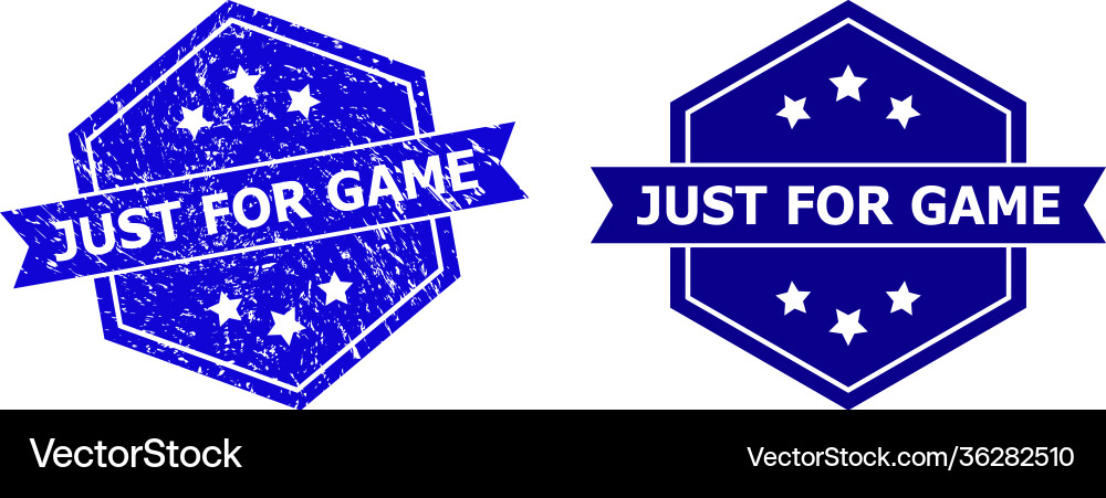 Hexagon just for game watermark with corroded Vector Image