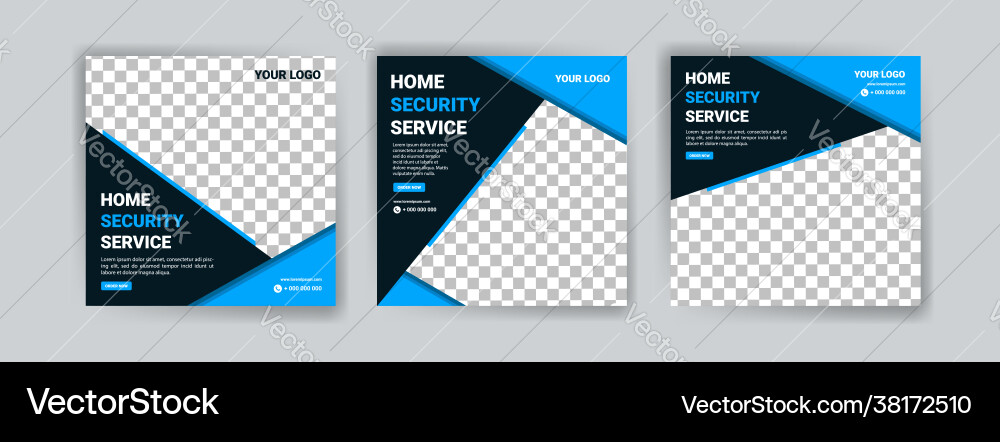 Home security service social media post for iot Vector Image