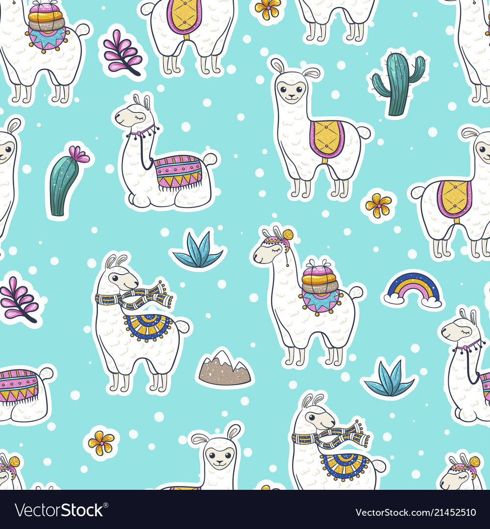 Lama seamless pattern Royalty Free Vector Image