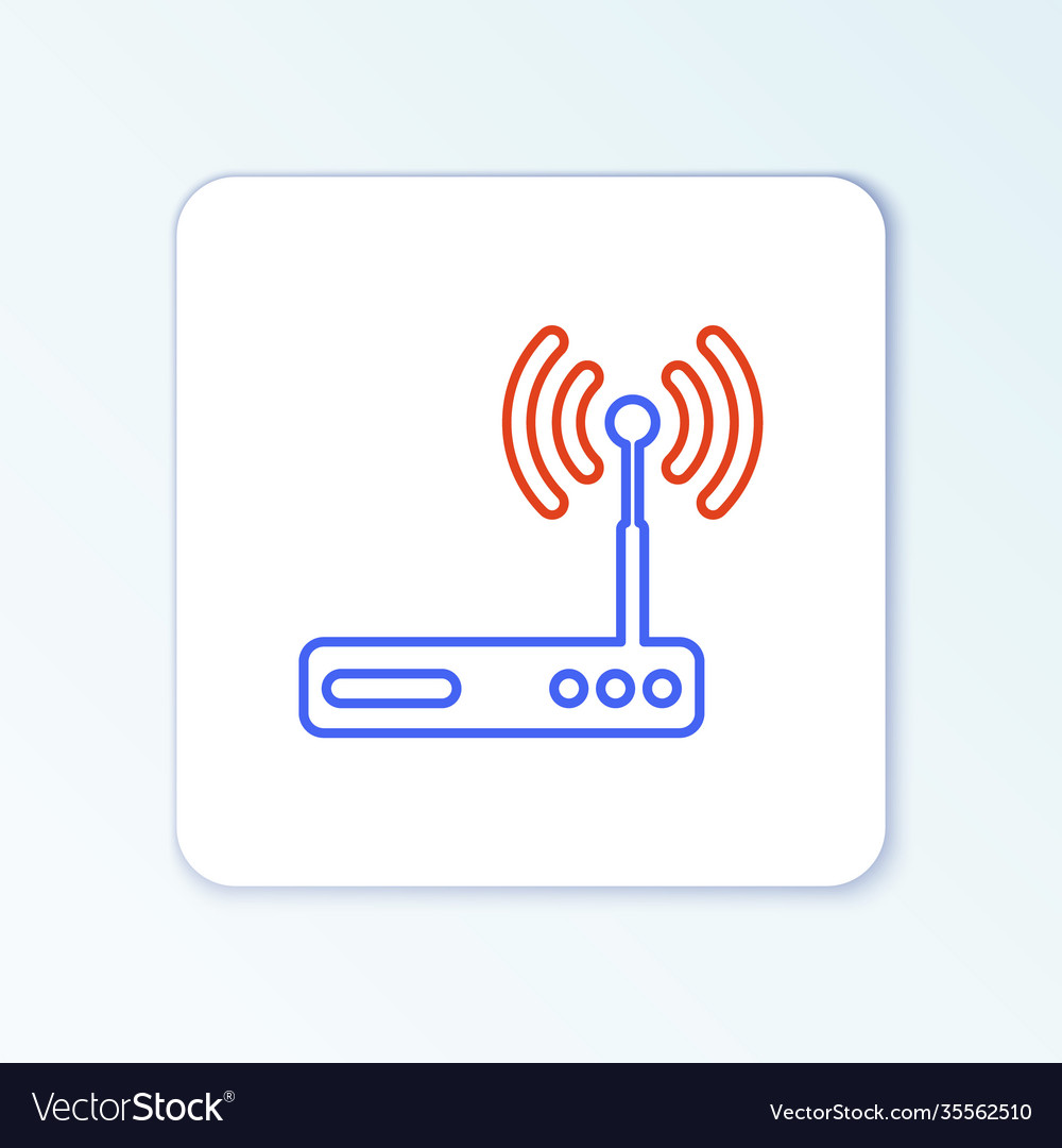 Line Router And Wi Fi Signal Symbol Icon Isolated Vector Image