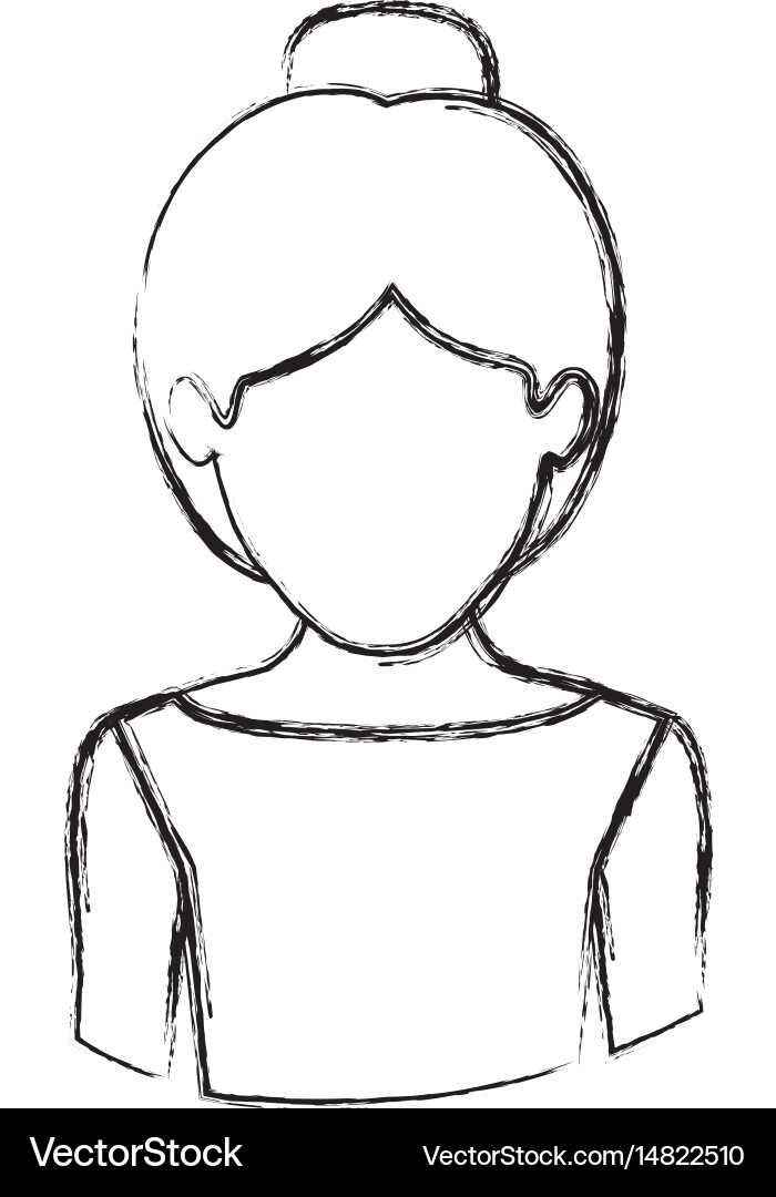 Monochrome blurred contour with half body Vector Image