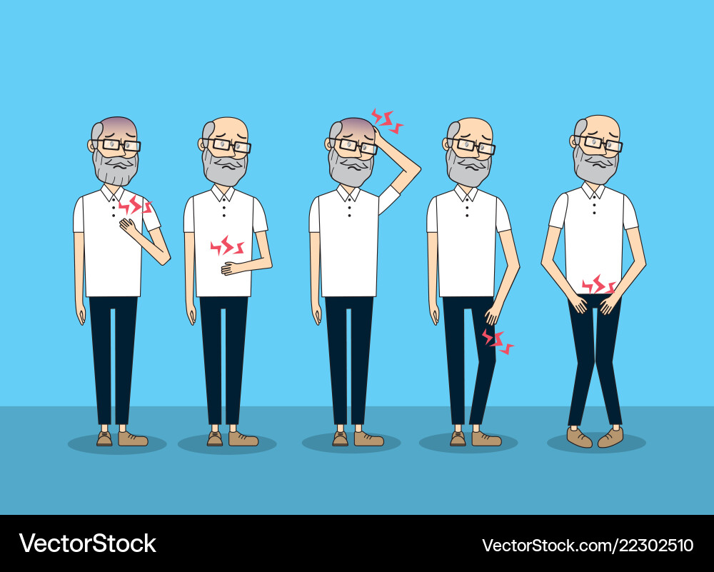 Old man with illness diagnosis prevention Vector Image