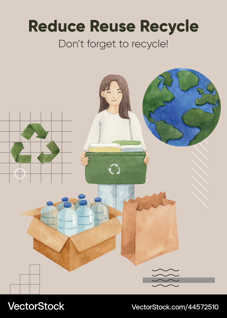 Poster template with global recycling concept Vector Image