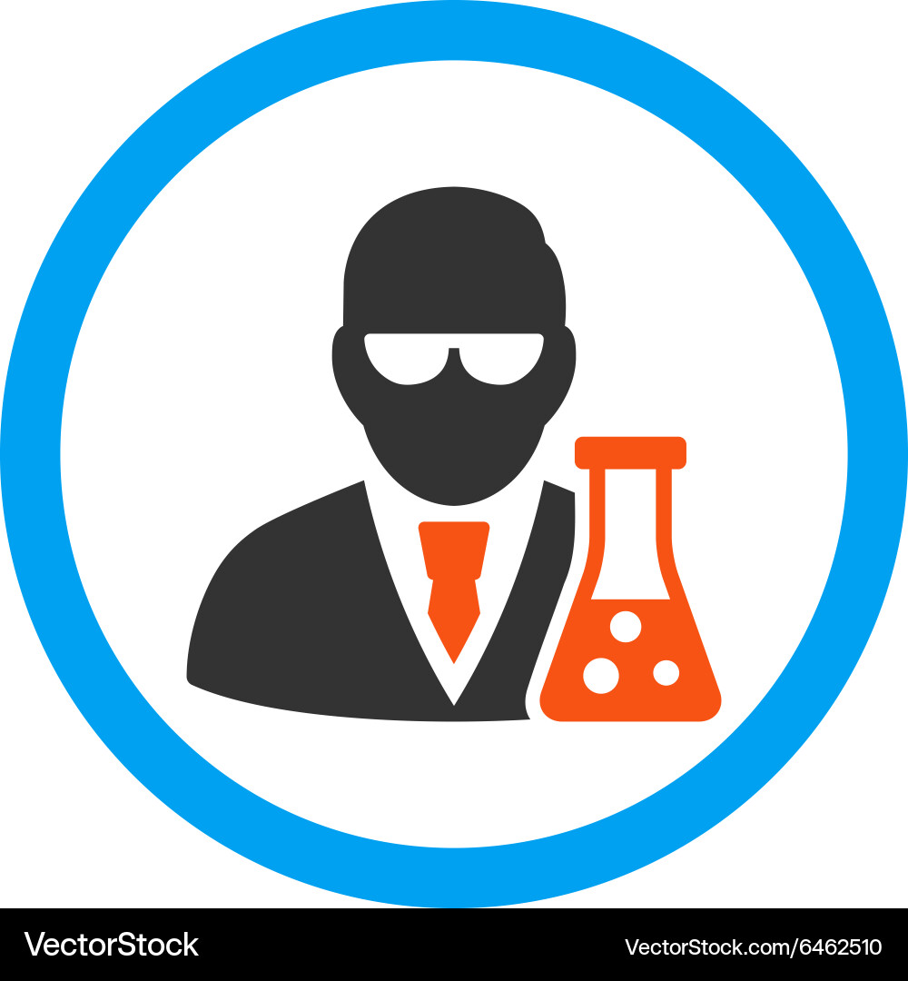 Scientist with flask rounded icon Royalty Free Vector Image