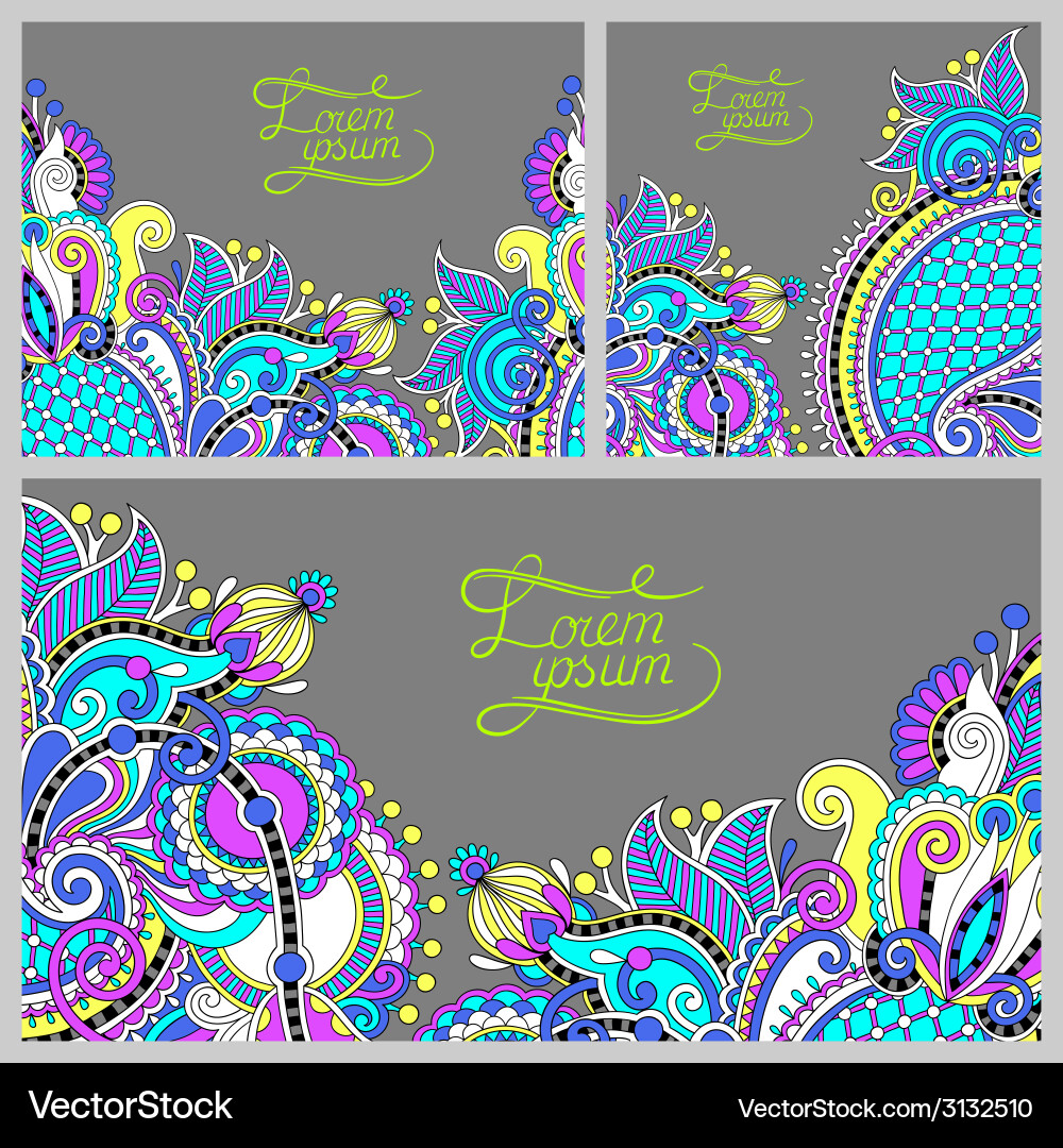 Set of floral decorative background template frame