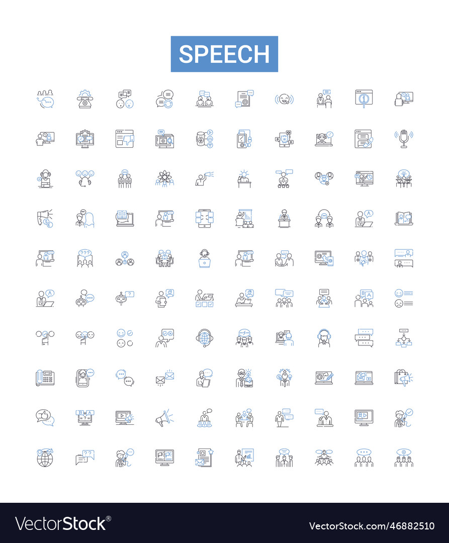 Speech Outline Icons Collection Speaking Oratory Vector Image