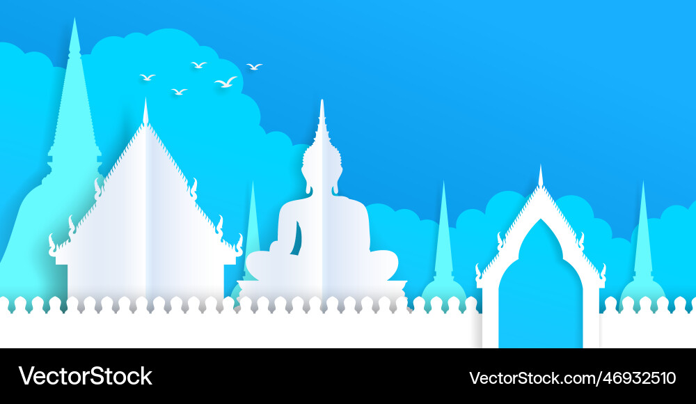 Thai temple paper cutting art Royalty Free Vector Image