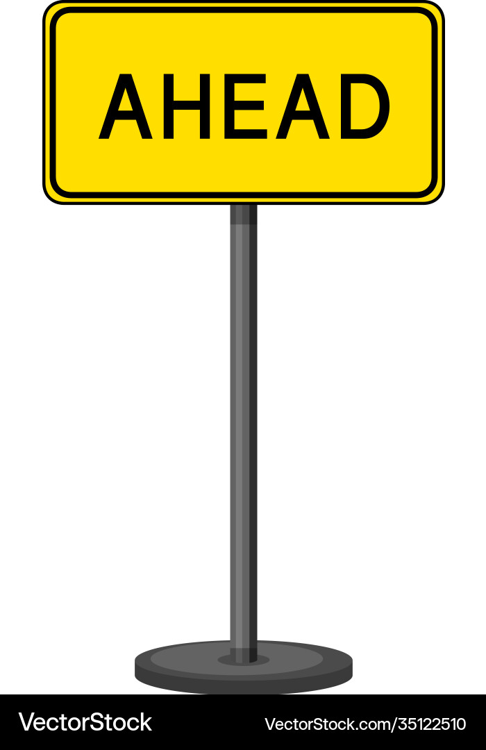Yellow traffic warning sign on white background Vector Image