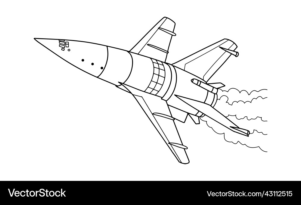 Airplane drawing line art Royalty Free Vector Image