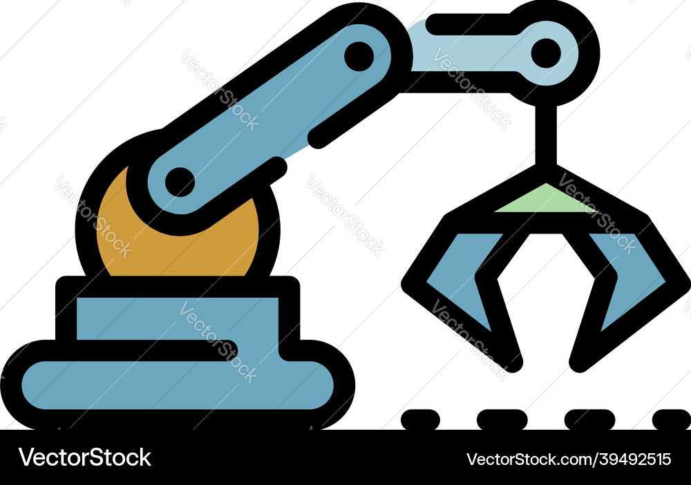 Assembly robot hand icon color outline Royalty Free Vector