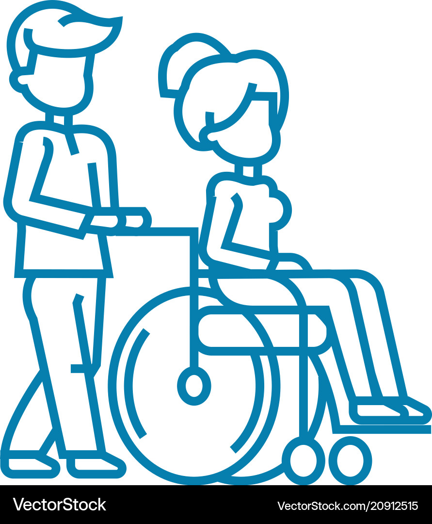 Care for disabled people linear icon concept Vector Image