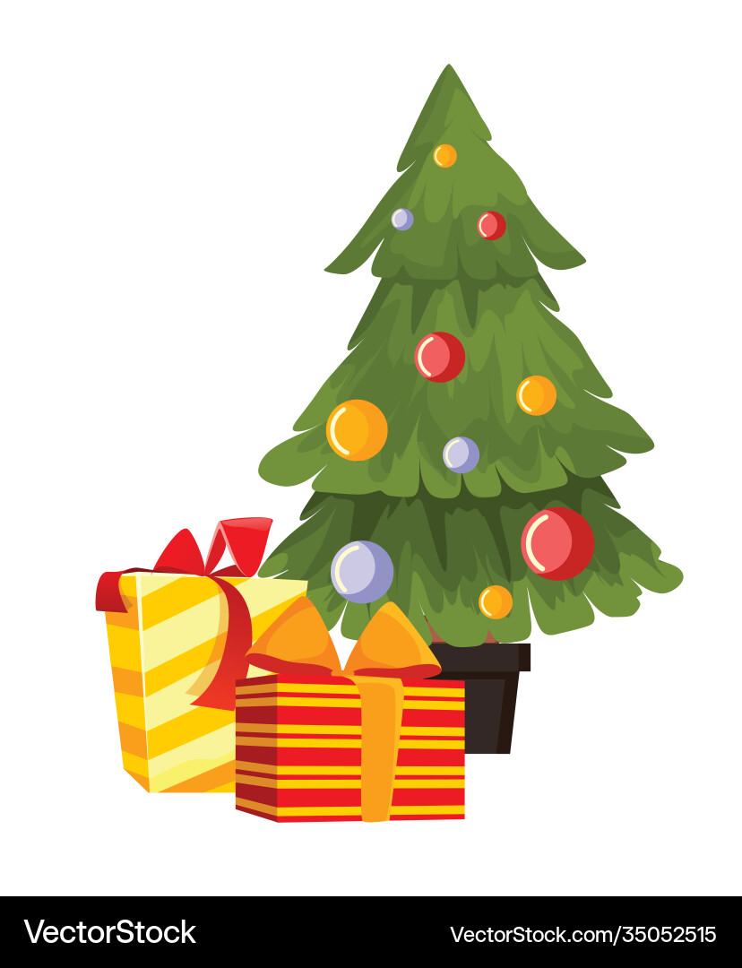 Christmas tree new year decorated Royalty Free Vector Image