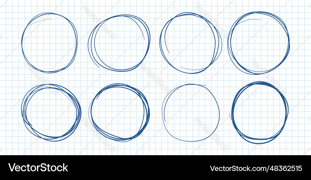 Circle line sketch icon in hand drawn style Vector Image