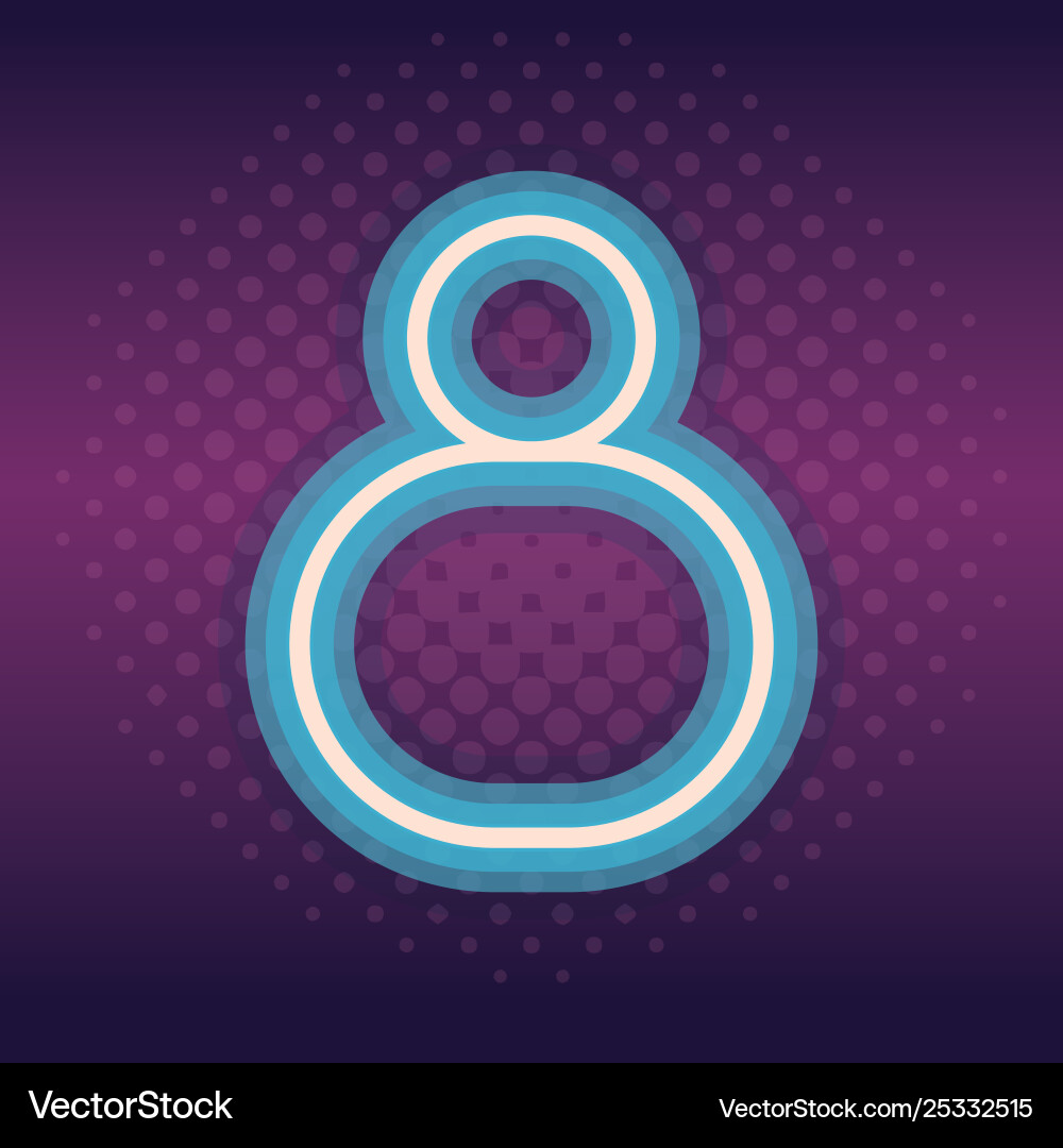 Eight font number neon Royalty Free Vector Image