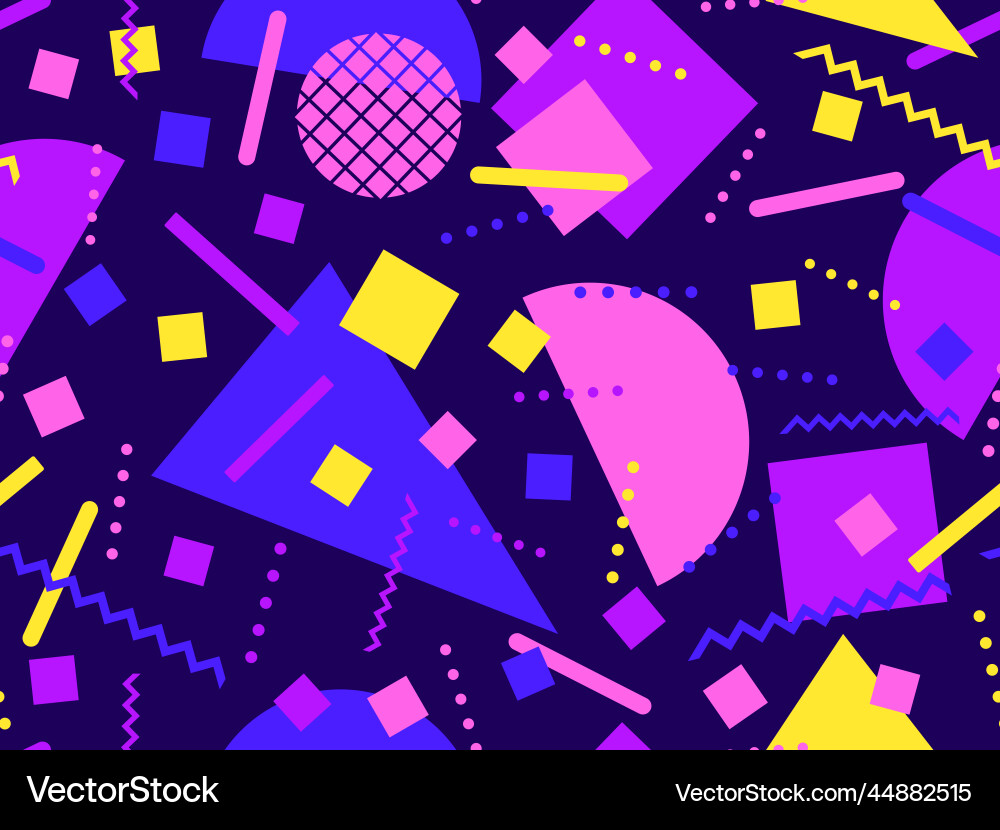 Memphis seamless pattern with geometric shapes Vector Image