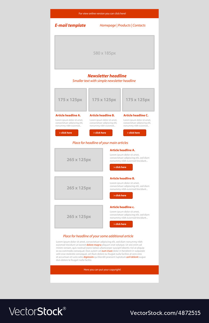 Newsletter red template with business style Vector Image