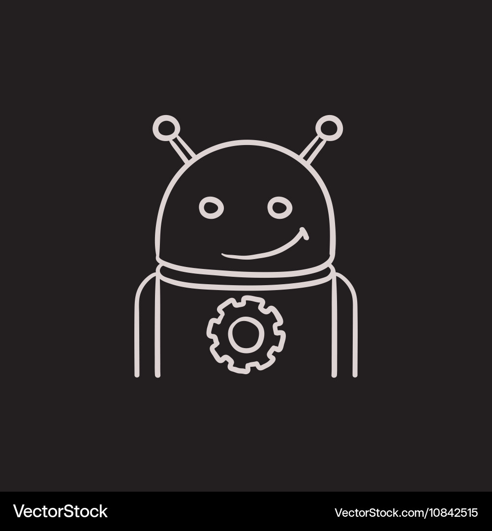 Robot with gear sketch icon Royalty Free Vector Image