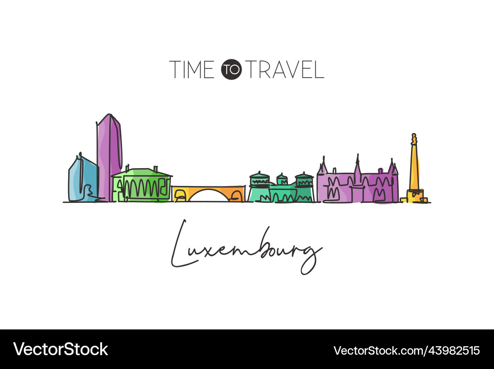 Single continuous line drawing luxembourg city Vector Image