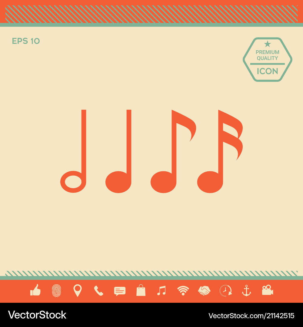 Symbol of music notes sixteenth note eighth Vector Image