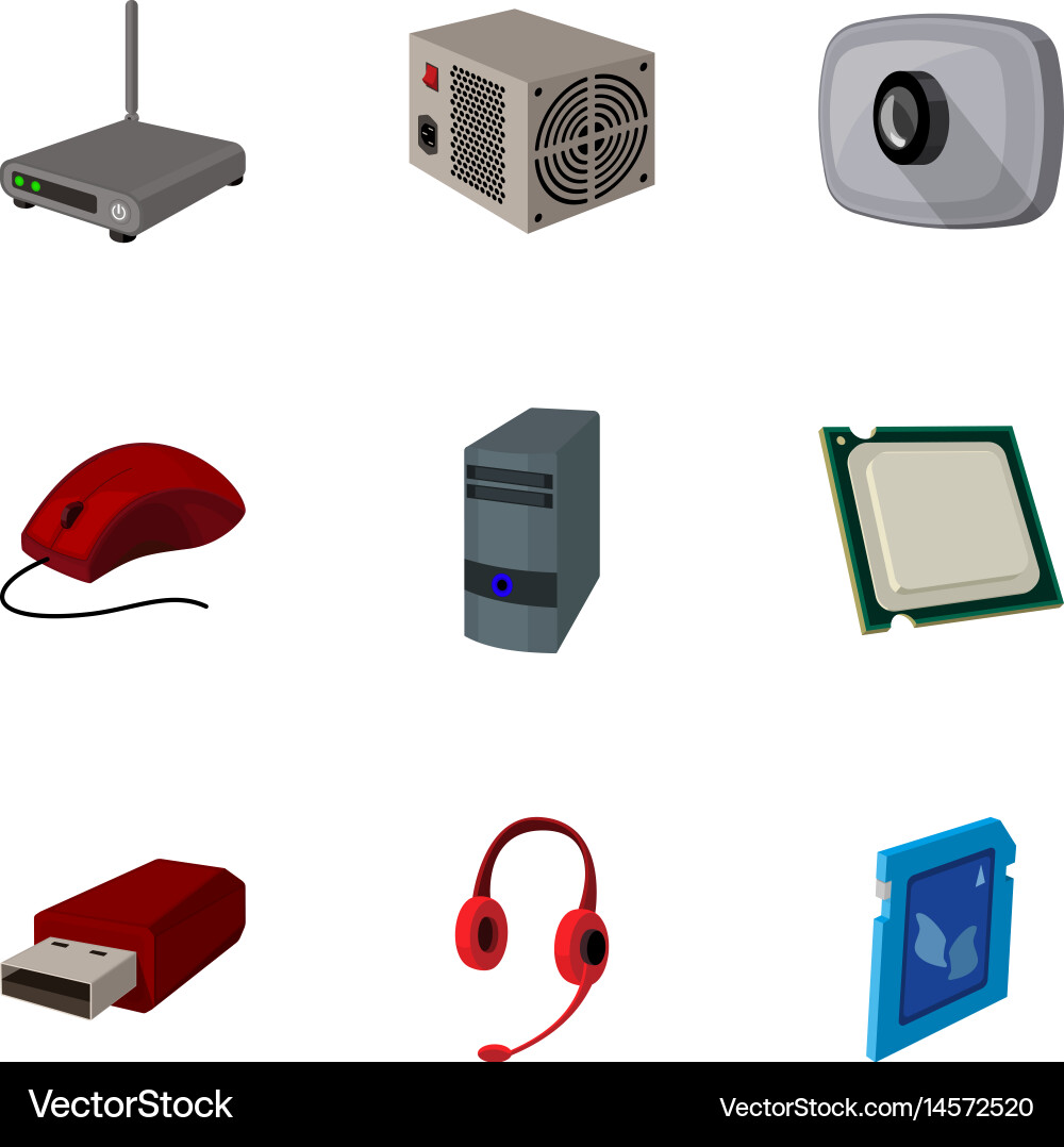 Computer accessories headphones parts Royalty Free Vector