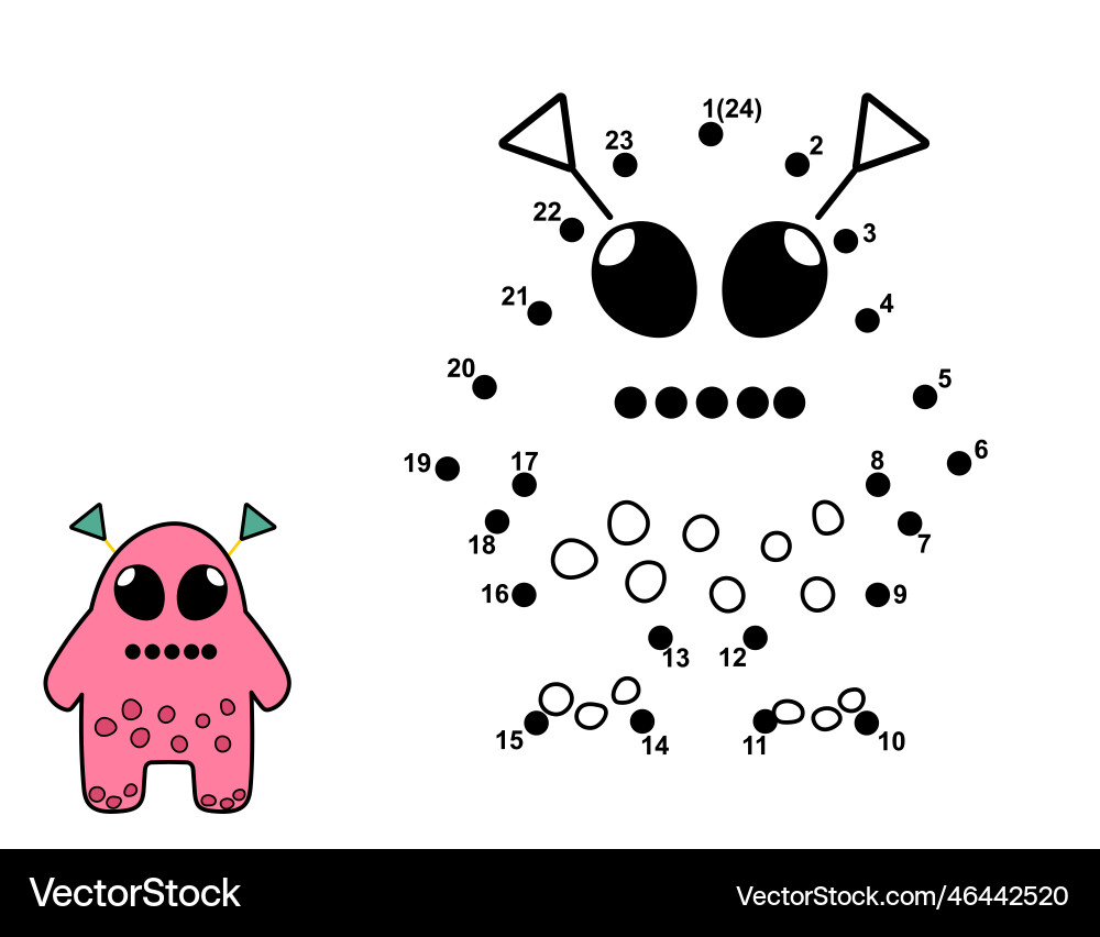 Connect the dots and draw a cute alien character Vector Image