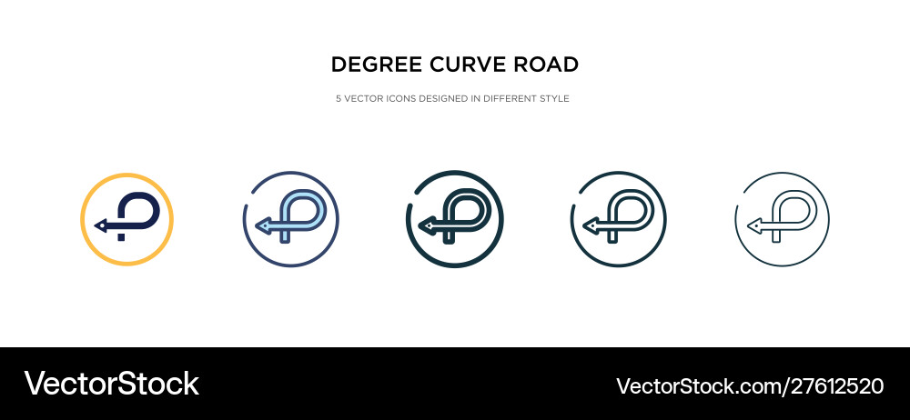 Degree curve road icon in different style two Vector Image